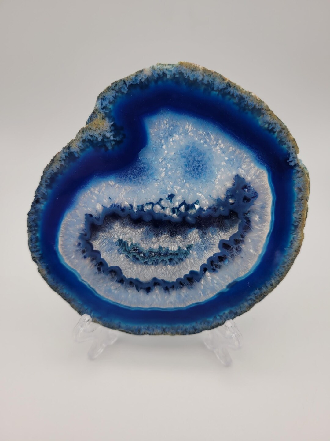 Brazilian Blue Agate Geode Slice Crystals 44.5 Avg - Etsy