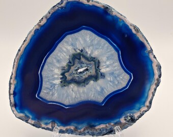 Brazilian Blue Agate Geode Slice Crystals 44.5 Avg - Etsy