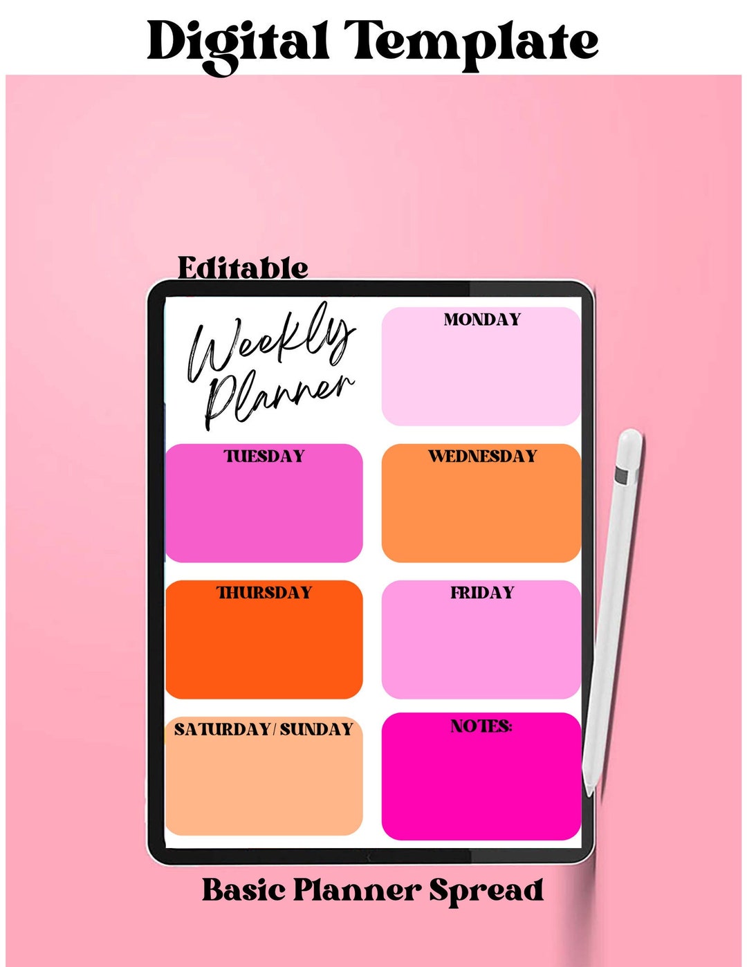 Editable Digital Planner Template - Etsy