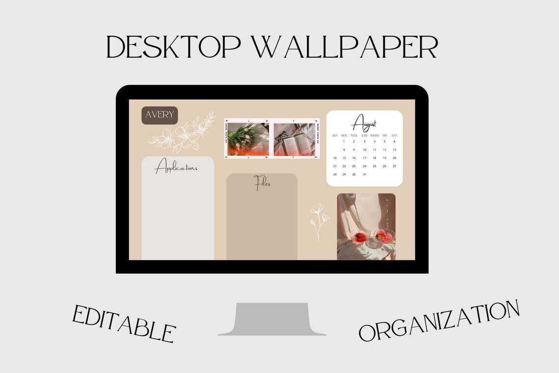 Editable Natural Desktop Wallpaper Organizer - Etsy