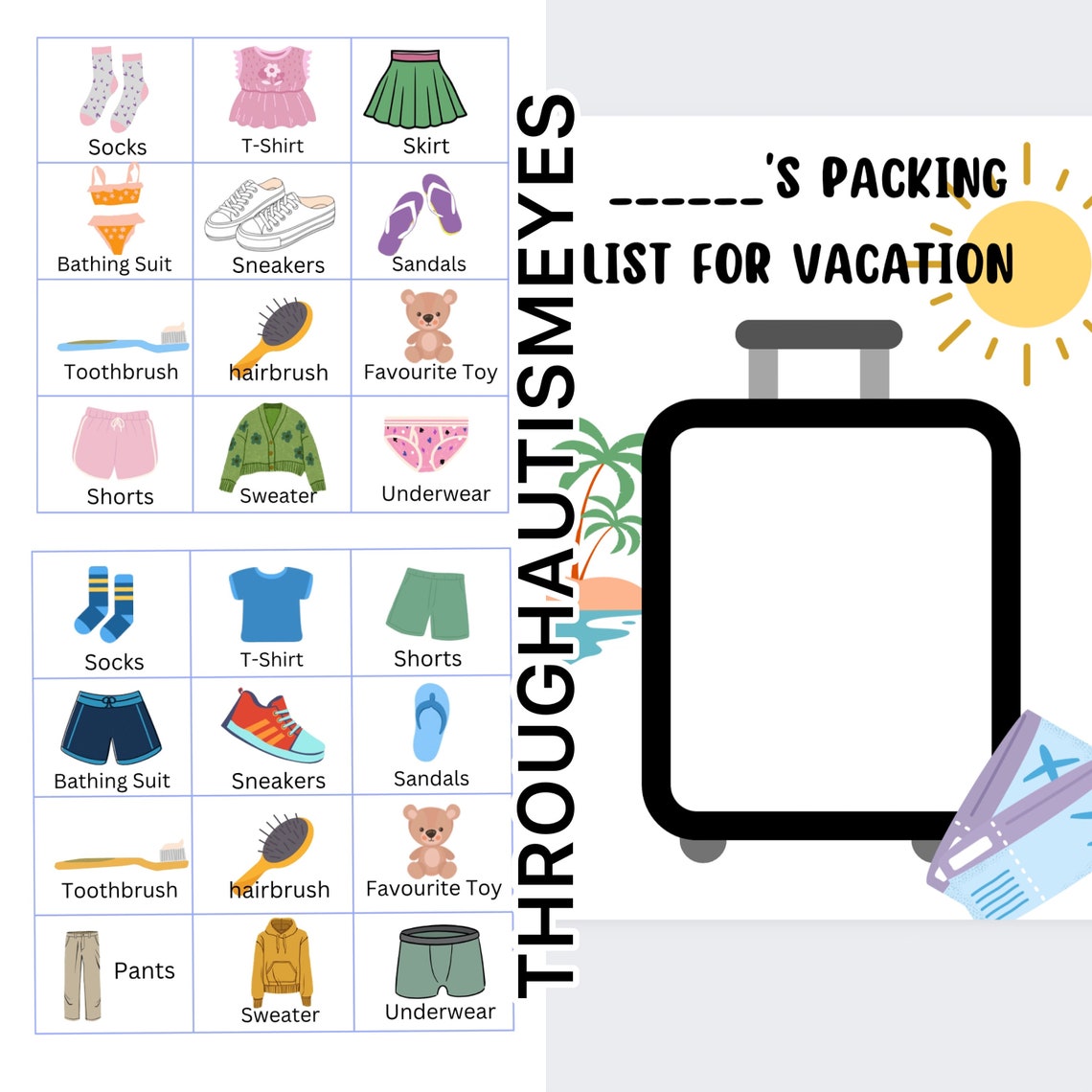 Children's Packing List | Visual Support for Autistic or Non Verbal ...