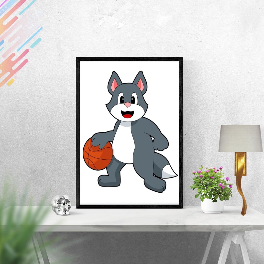 Cat Basketball Player Basketball Poster - Etsy