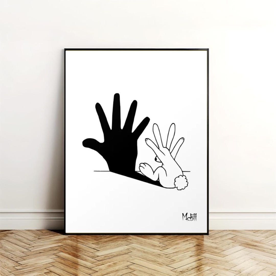 Rabbit Hand Shadow Art Print Poster - Etsy