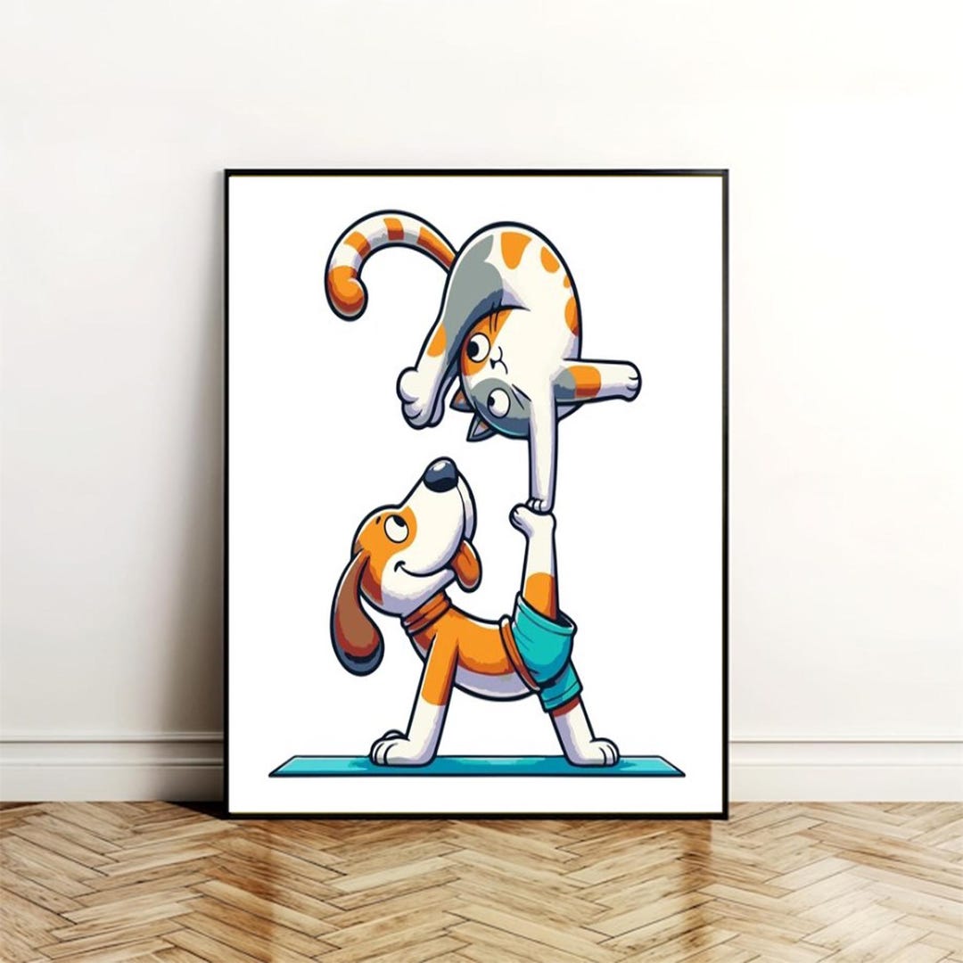 Acro Yoga for Chat and Dogs Poster - Etsy