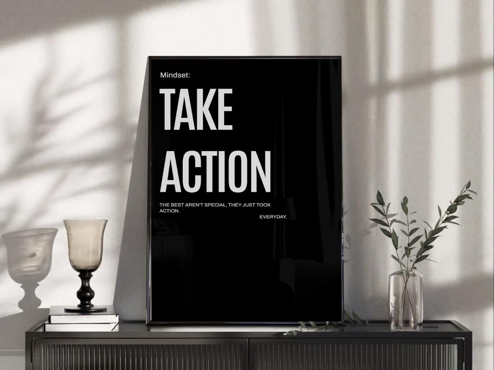 Motivational Wall Art Take Action Rise and Grind Success Mindset Poster ...