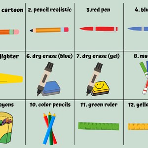 Set of 10 Classroom School Supplies Magnets + “you’ll Need” | Teacher ...