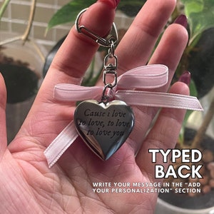 Custom Heart Locket Keychain: Silver Finish, Pink Bow - Etsy