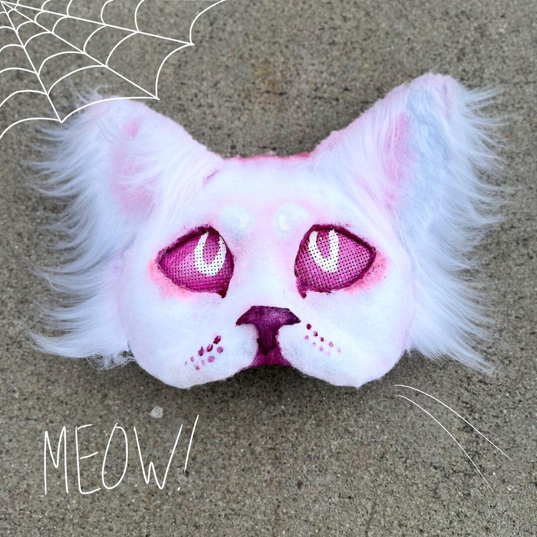 White & Pink Cat Mask! - Therian Mask - Etsy