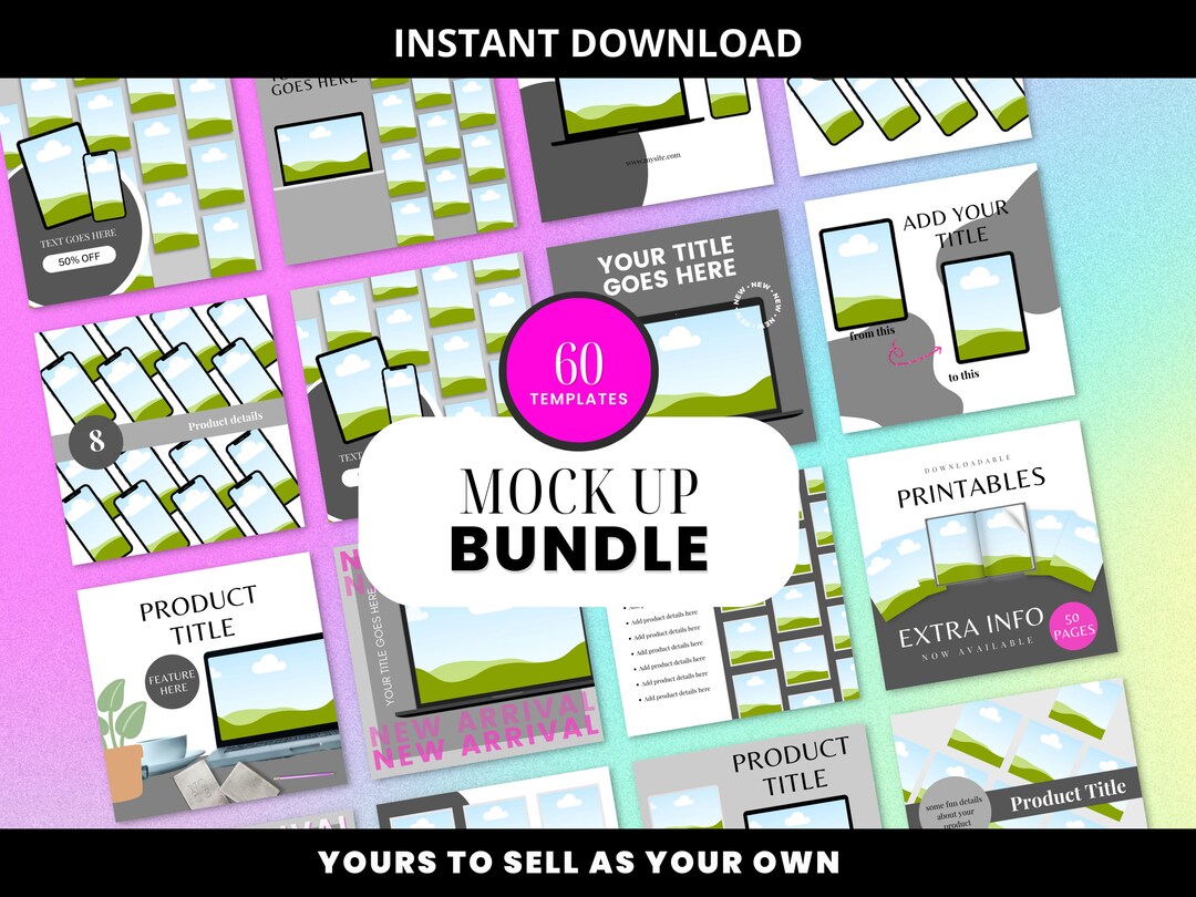 60 Digital Mockup Templates, Digital Product Mockup Templates, Canva ...