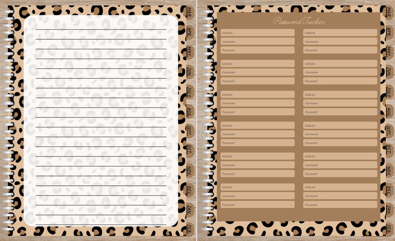 Digital Planner-leopard Digital Planner-hyperlinked Tabs Planner ...