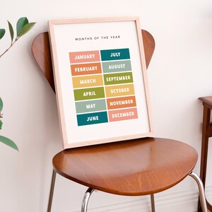 Rainbow Months of the Year Wall Print, Digital Download Print, Cute ...