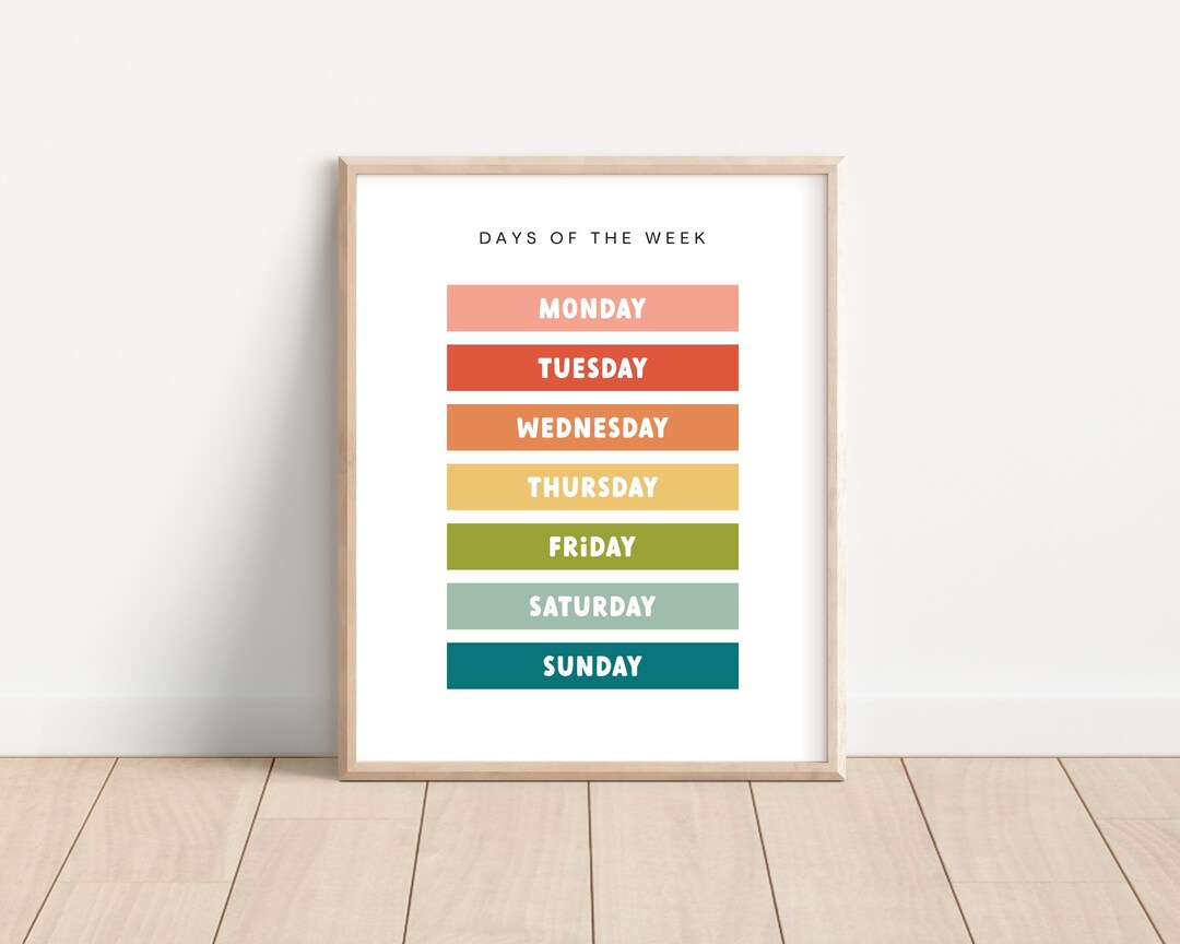 Rainbow Days of the Week Wall Print, Digital Download Print, Cute ...