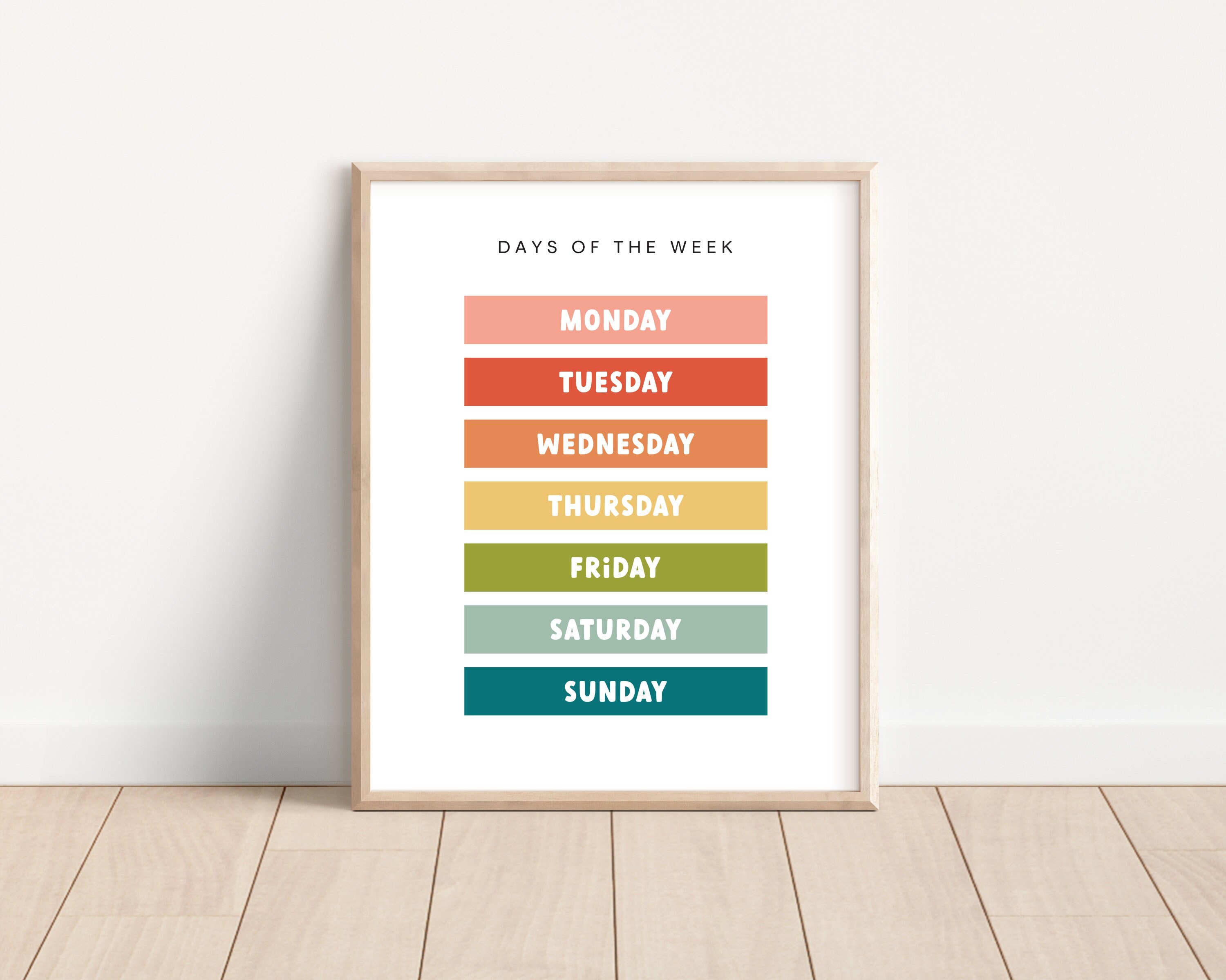 Rainbow Days of the Week Wall Print, Digital Download Print, Cute ...