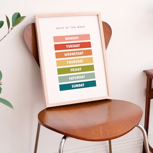Rainbow Days of the Week Wall Print, Digital Download Print, Cute ...