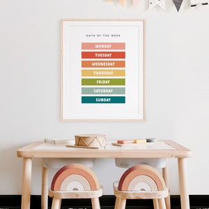 Rainbow Days of the Week Wall Print, Digital Download Print, Cute ...