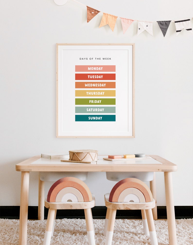 Rainbow Days of the Week Wall Print, Digital Download Print, Cute ...