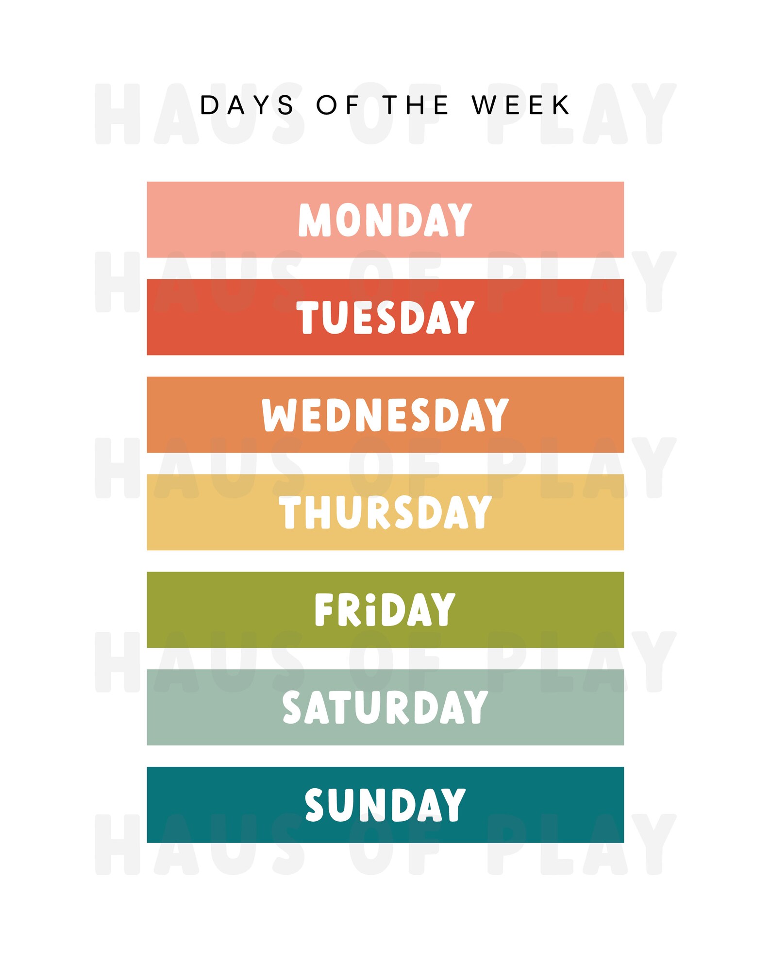 Rainbow Days of the Week Wall Print, Digital Download Print, Cute ...