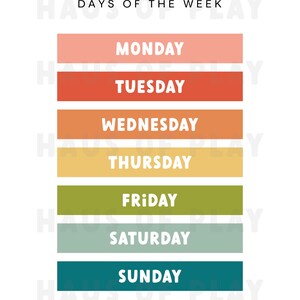 Rainbow Days of the Week Wall Print, Digital Download Print, Cute ...