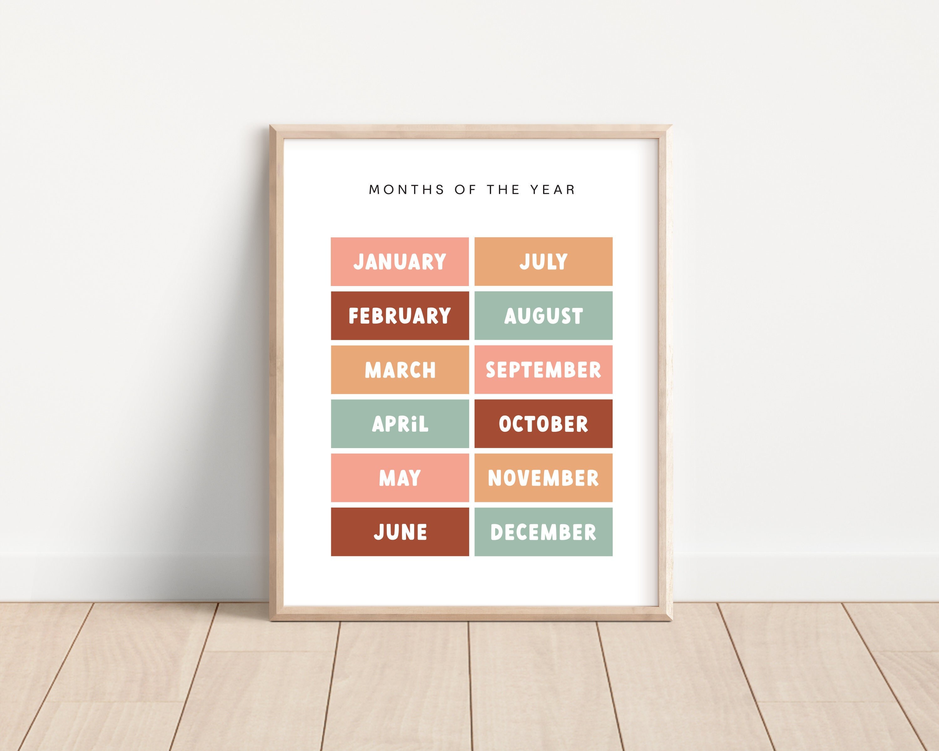 Boho Months of the Year Wall Print, Digital Download Print, Cute ...