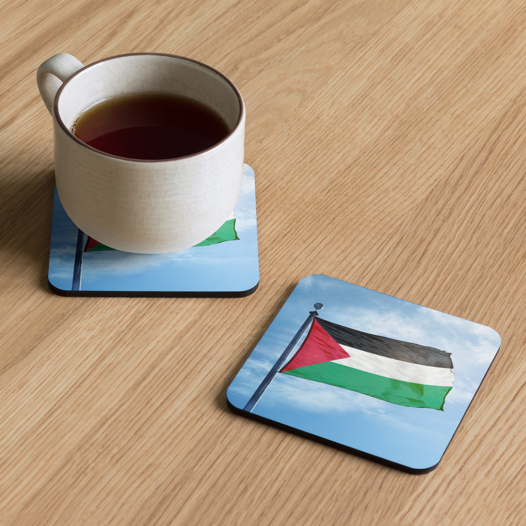 One Palestinian Flag Cork-back Coaster, Single Coaster, Palestinian ...
