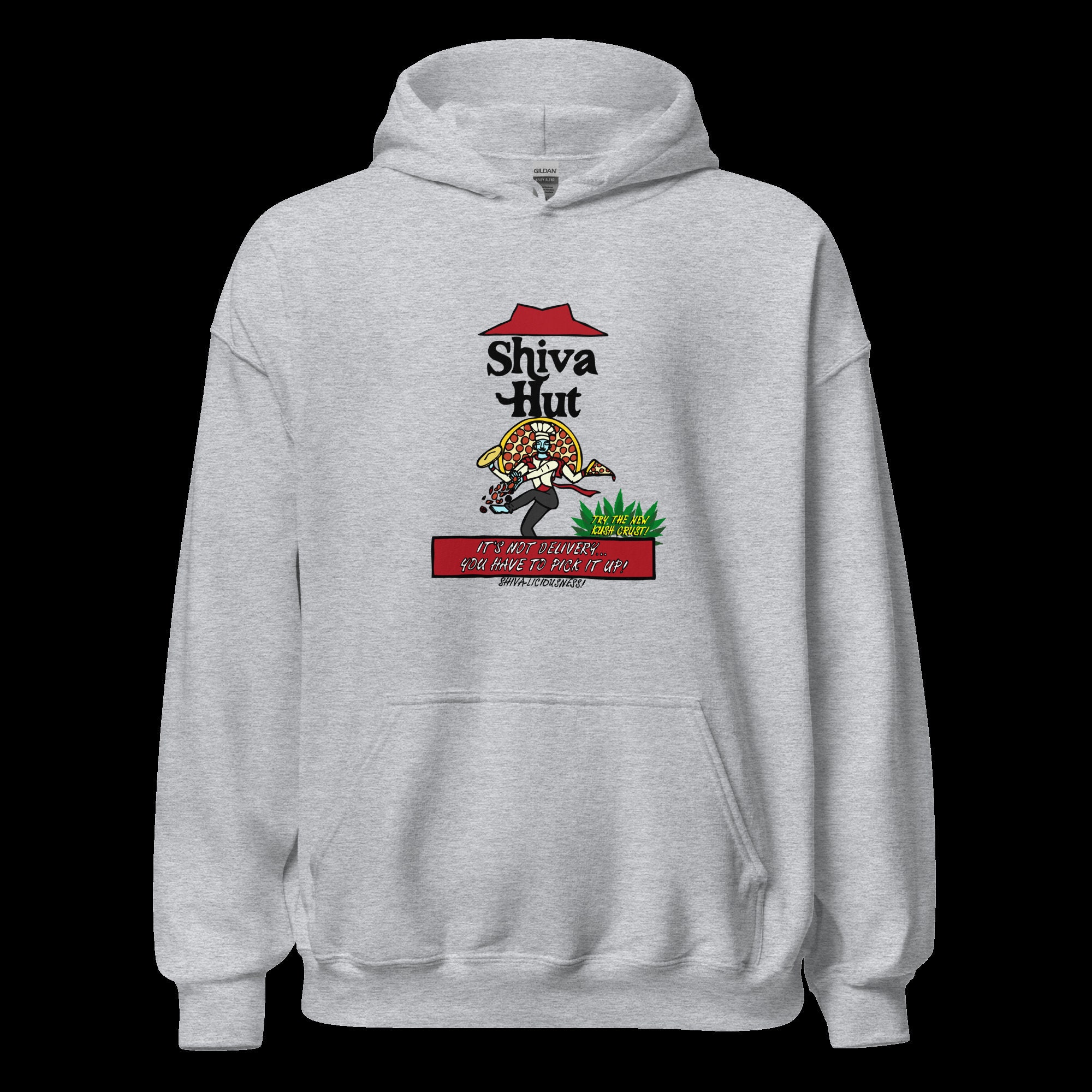 Shiva Hut Pizza Parody Hoody Mythological God & Pizza Lovers Hooded ...