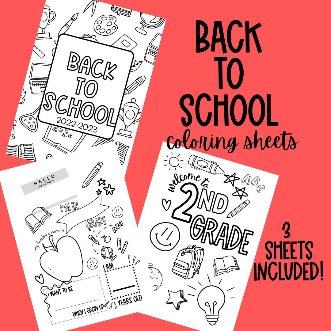 Back to School Coloring Sheets - Etsy