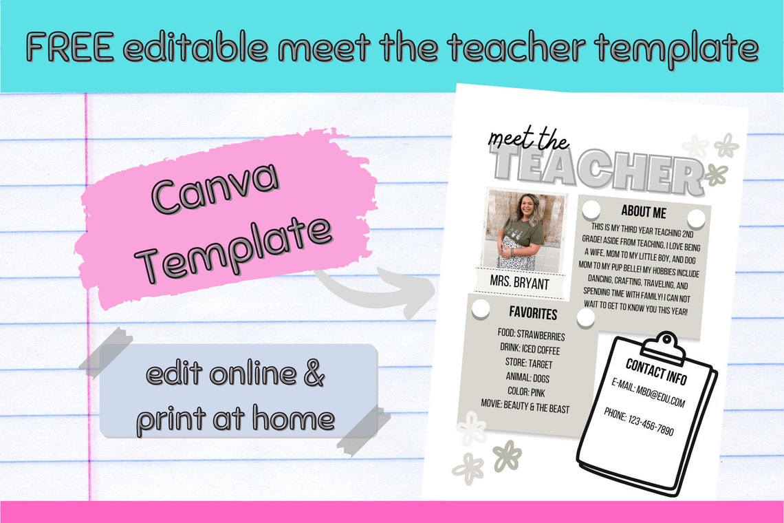 Meet the Teacher Template EDITABLE CUTE Neutral - Etsy