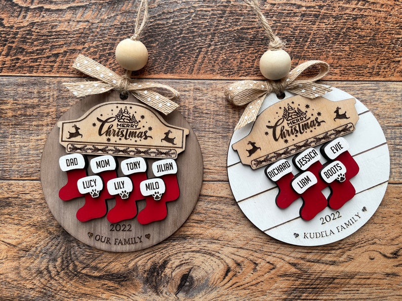Custom Wooden Family Christmas Ornament 2022 3d Laser Cut - Etsy