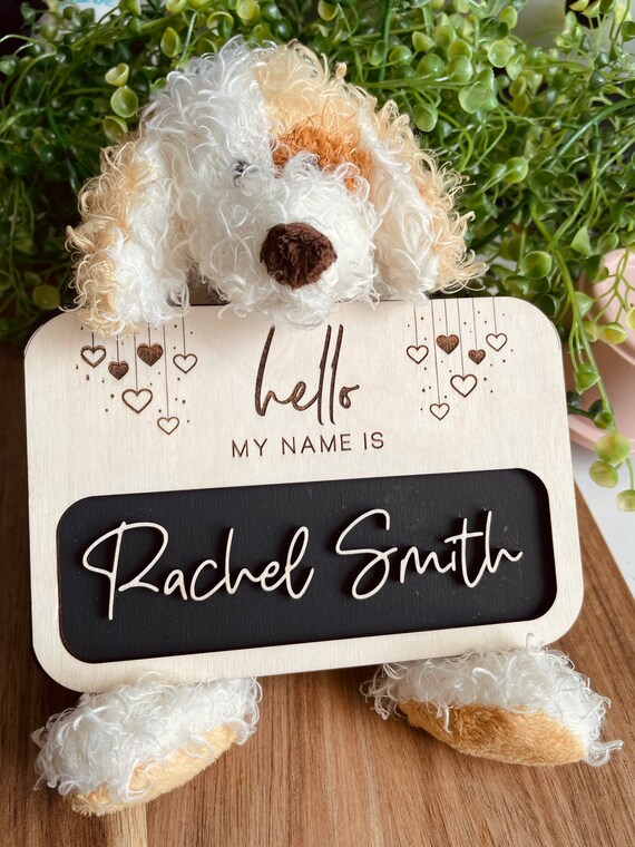 Hello My Name is Wooden Sign Birth Announcement Sign New - Etsy