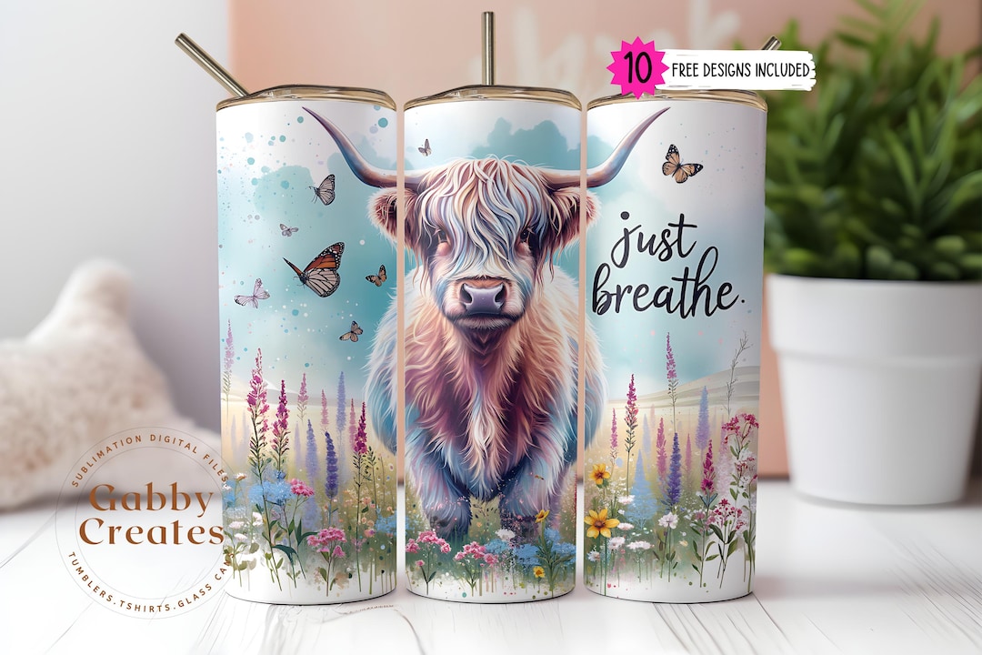 Cute Highland Cow Positive Affirmation 20 Oz Skinny Tumbler Sublimation ...