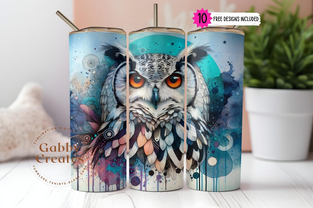 Seamless Owl 20 Oz Skinny Tumbler Wrap Sublimation Design Digital ...