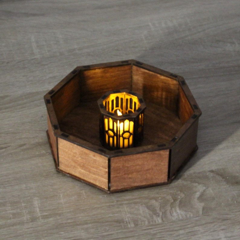 Light-up Dice Tray SVG Files Tealight Candle Holder Dice Tray Tabletop ...