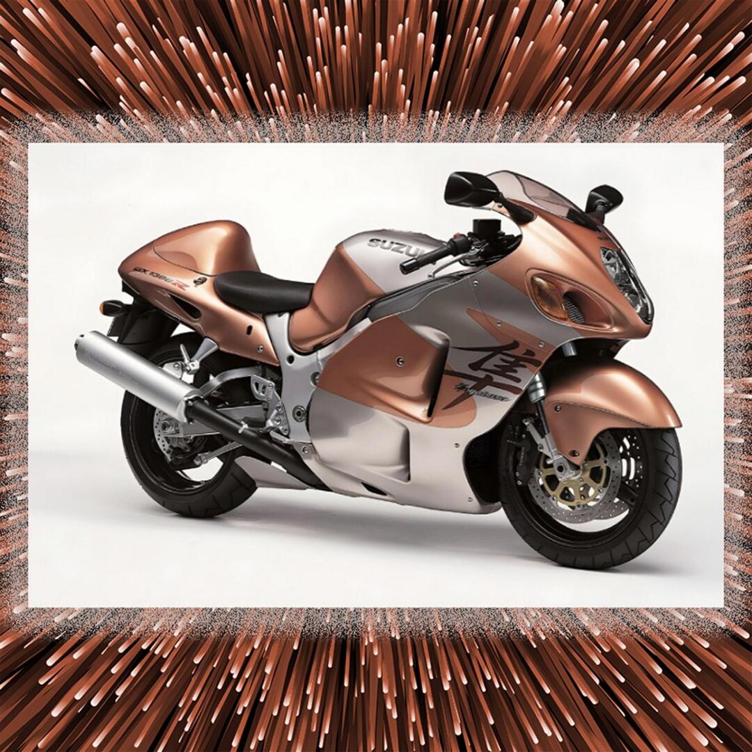 Suzuki Hayabusa GSX1300R Copper-silver 1999--24x36 16x24 12x18 8x12in ...