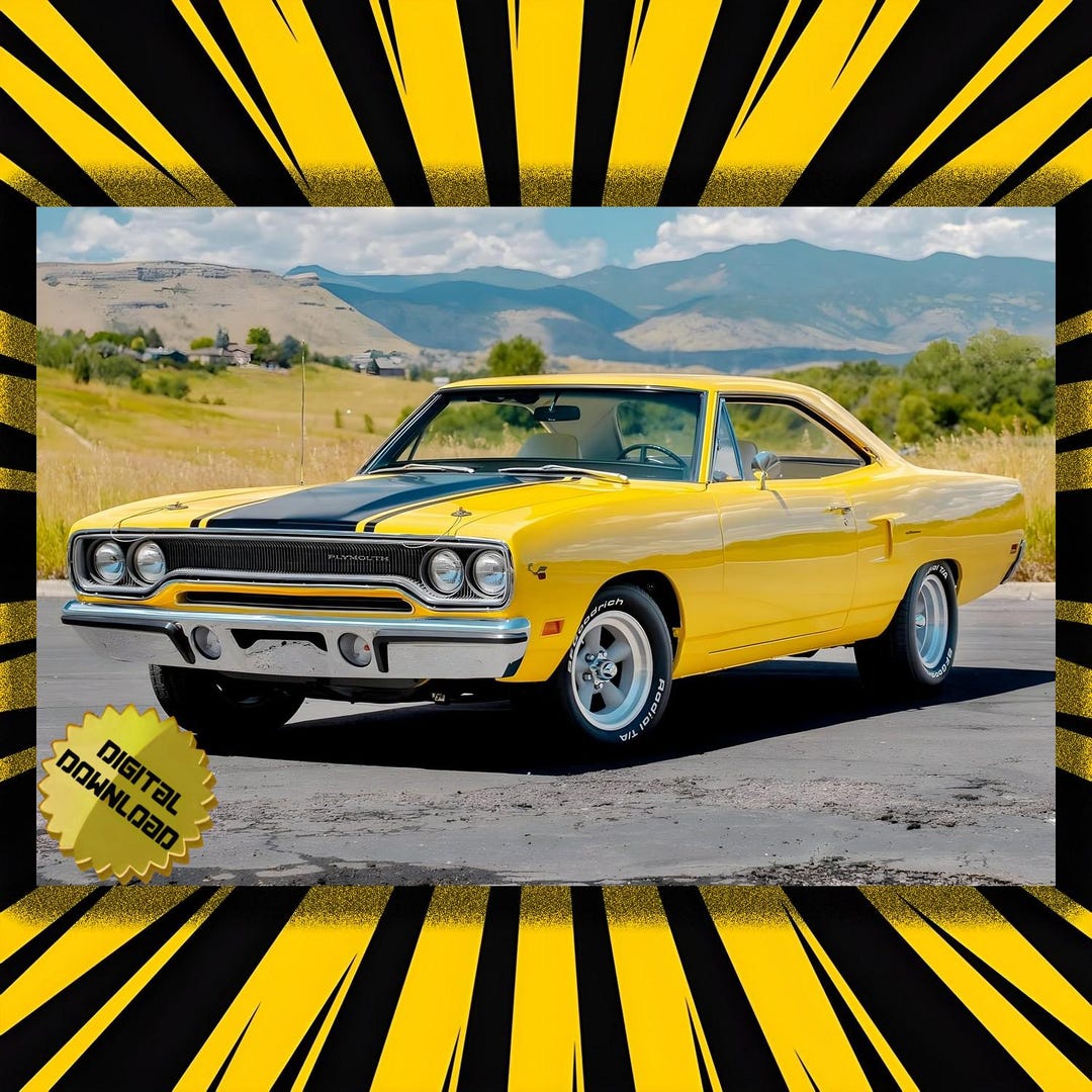 Plymouth Road Runner Yellow-black 1970 | 36x24 Inch Digital Download ...