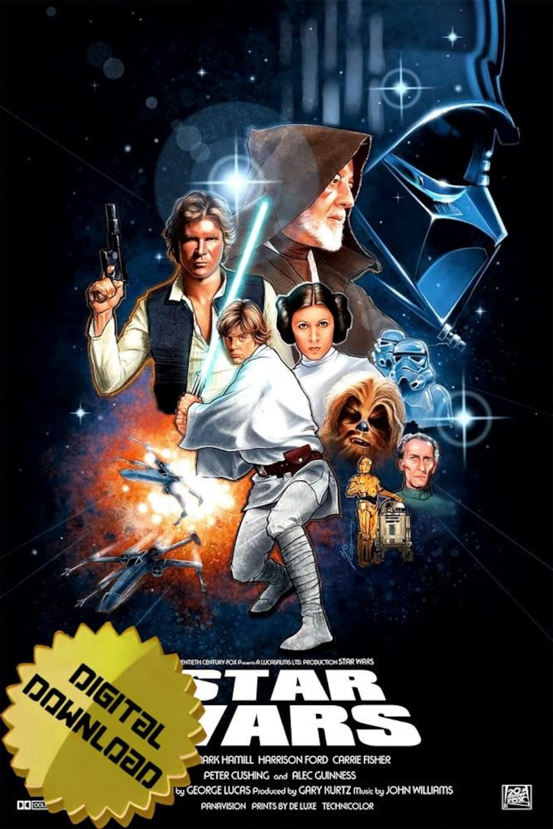 Star Wars IVA New Hope 1977 e 5 Popular 4K Sizes 28x42 24x36 20x30 ...