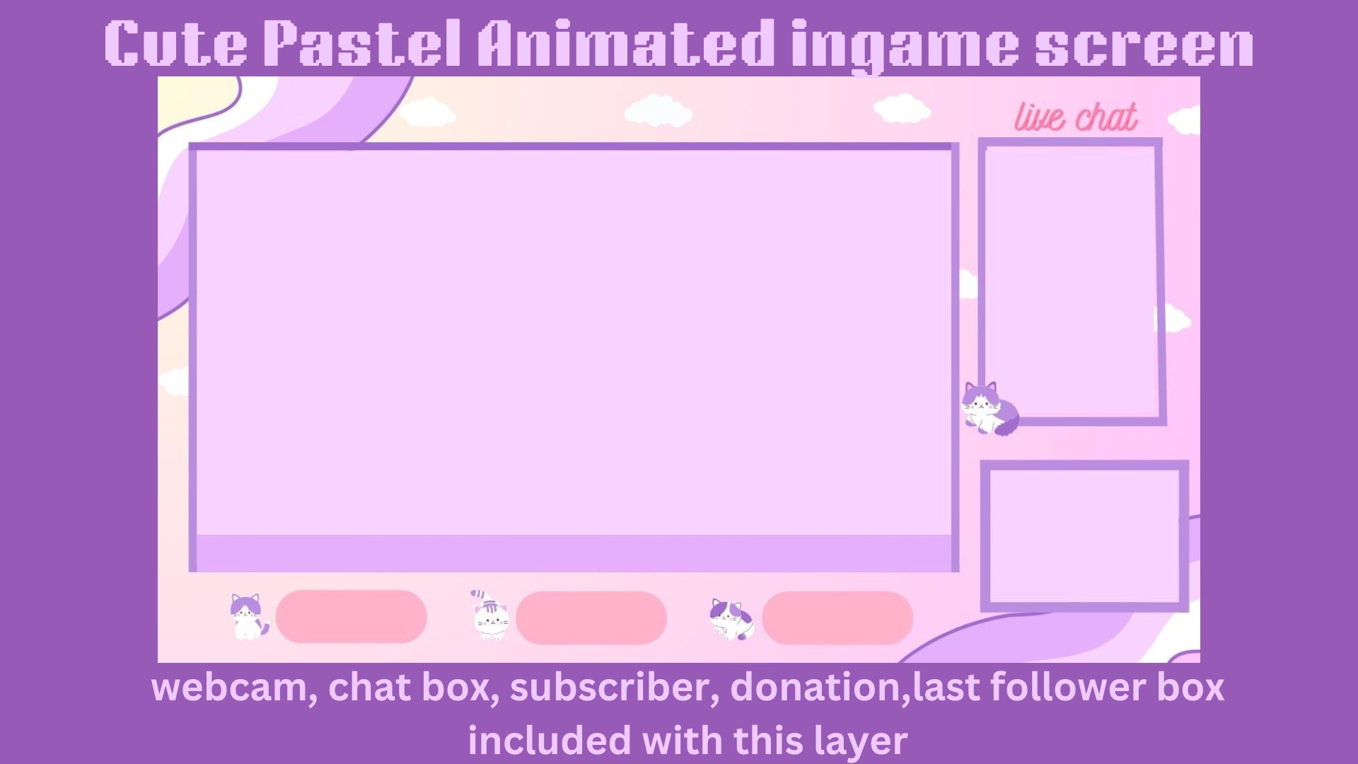 Cozy Cat Twitch Overlay Stream Package FAIRY Clouds Animated Twitch ...