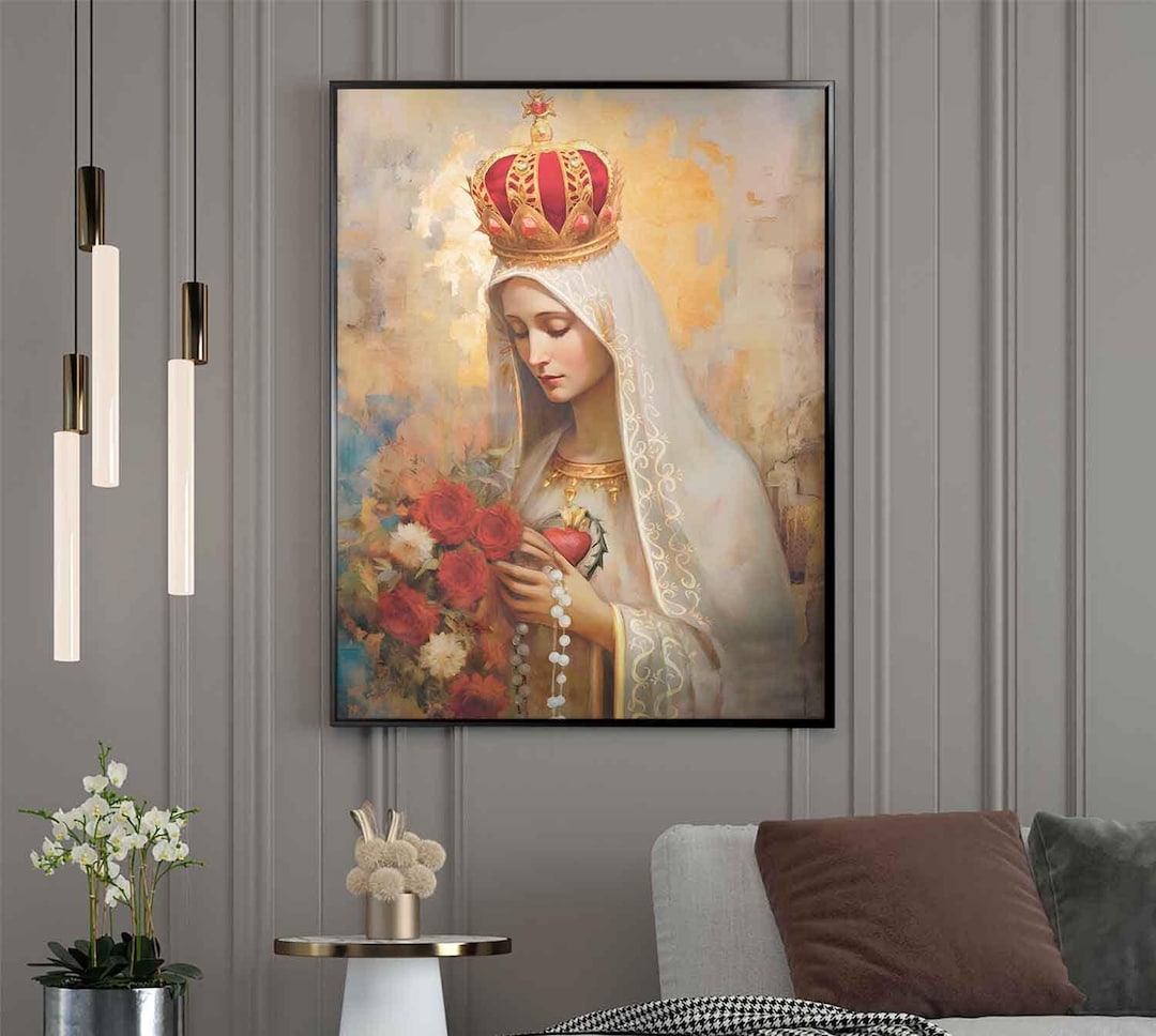 Our Lady of Fatima Religious Wall Art | Abstract Watercolor Painting ...