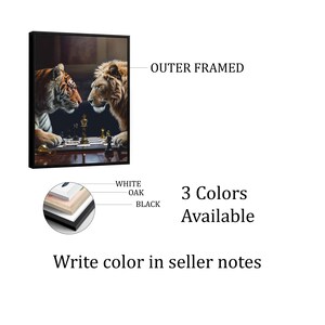 Lion & Tiger Playing Chess Wall Art, Game of Beast, Lion Wall Decor ...