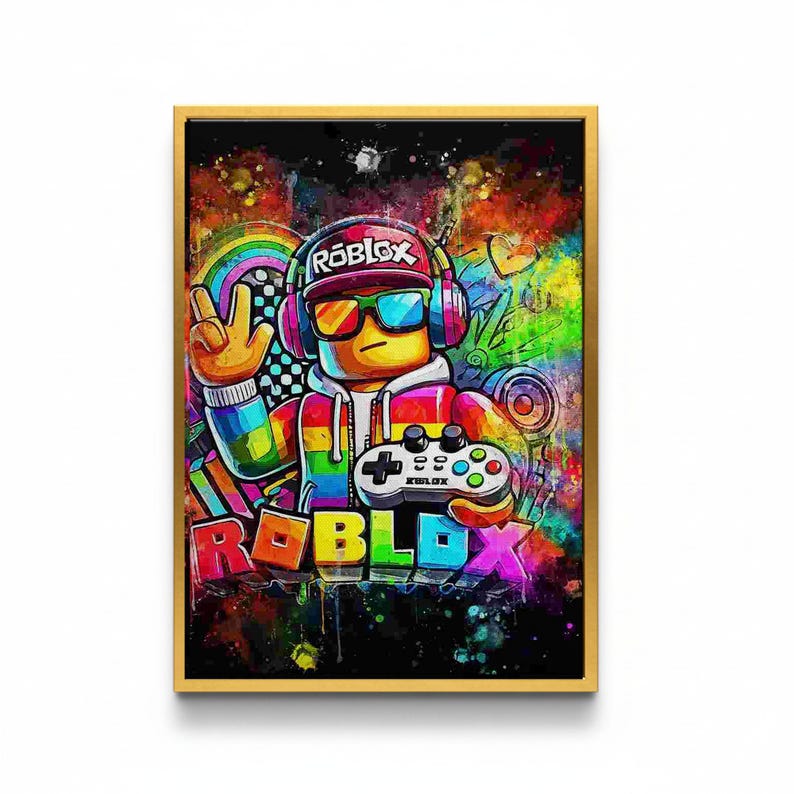 Vibrant Roblox Graffiti Pop Art Print - Neon Gaming Character Wall ...