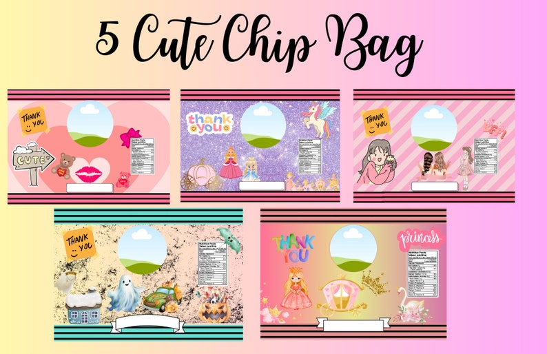 5 Cute DIY Chip Bag Birthday PNG Printable File Download Digital ...