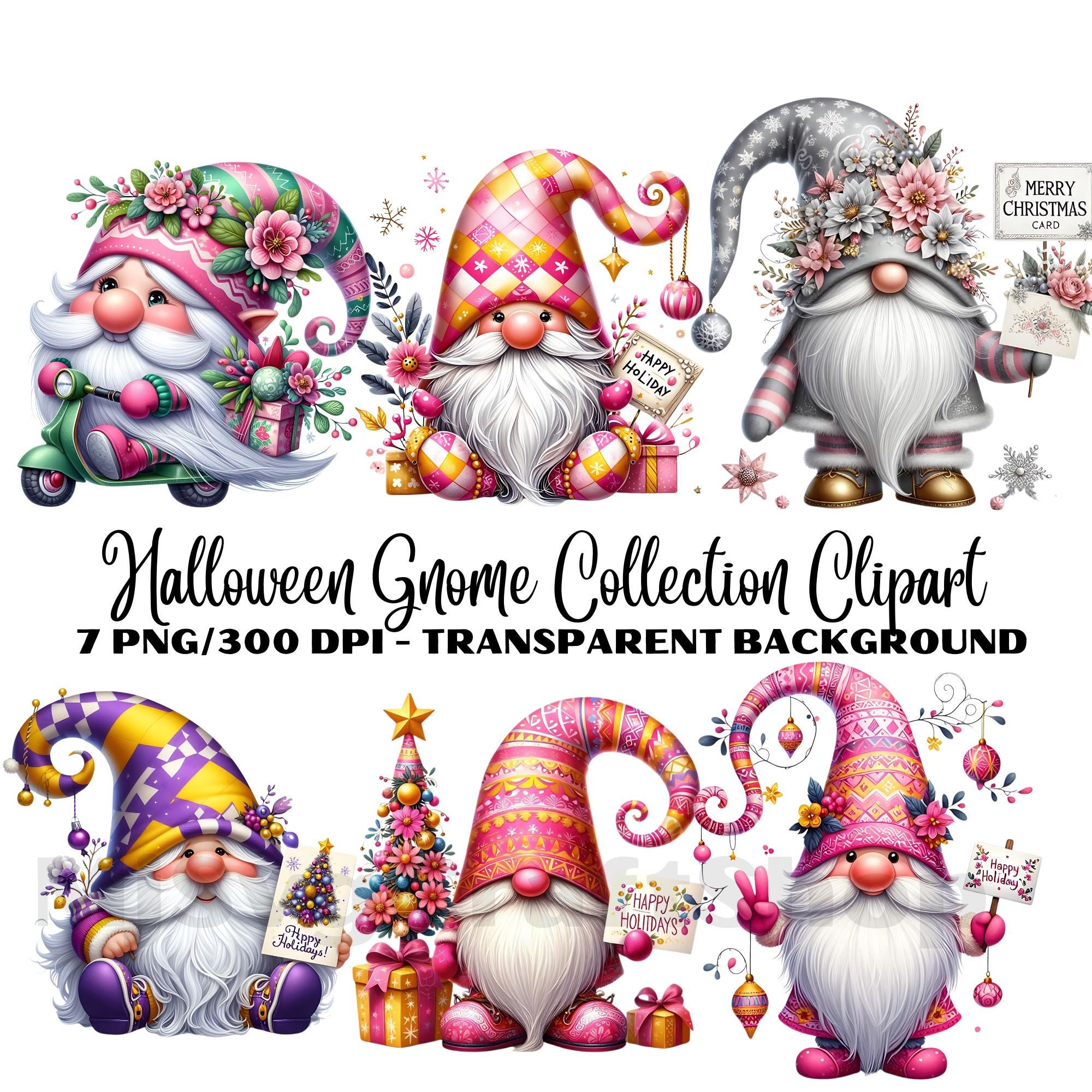 Watercolor Winter Gnome Clipart Bundle: PNG Designs (commercial Use) - Etsy