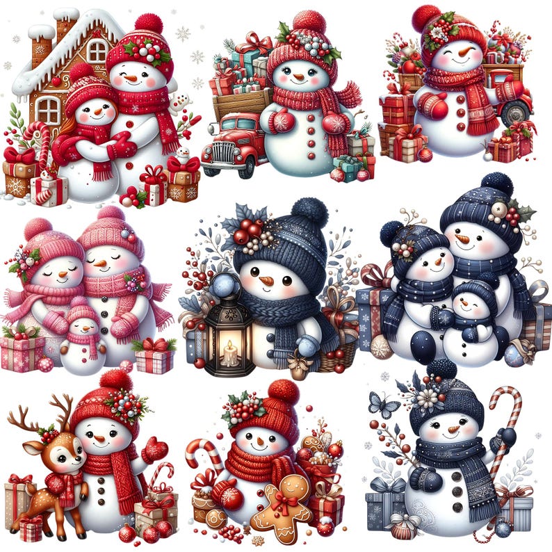 Christmas Snowman Family Clipart Bundle (digital Download) - Etsy