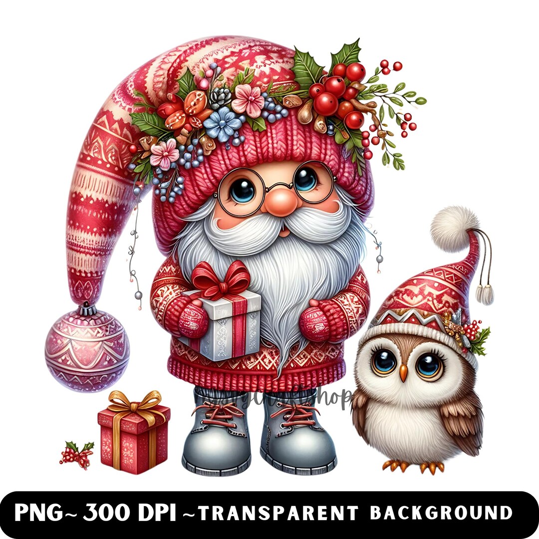 Christmas Gnome PNG Clipart Bundle: Holiday Sublimation Design (digital ...