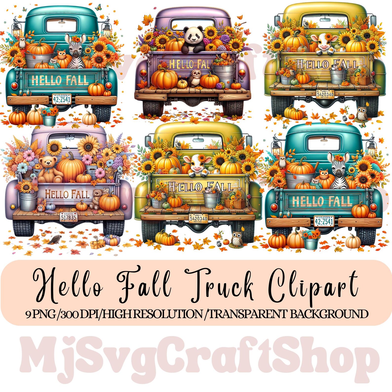 Watercolor Fall Truck Clipart: Autumn Graphics (digital Download) - Etsy