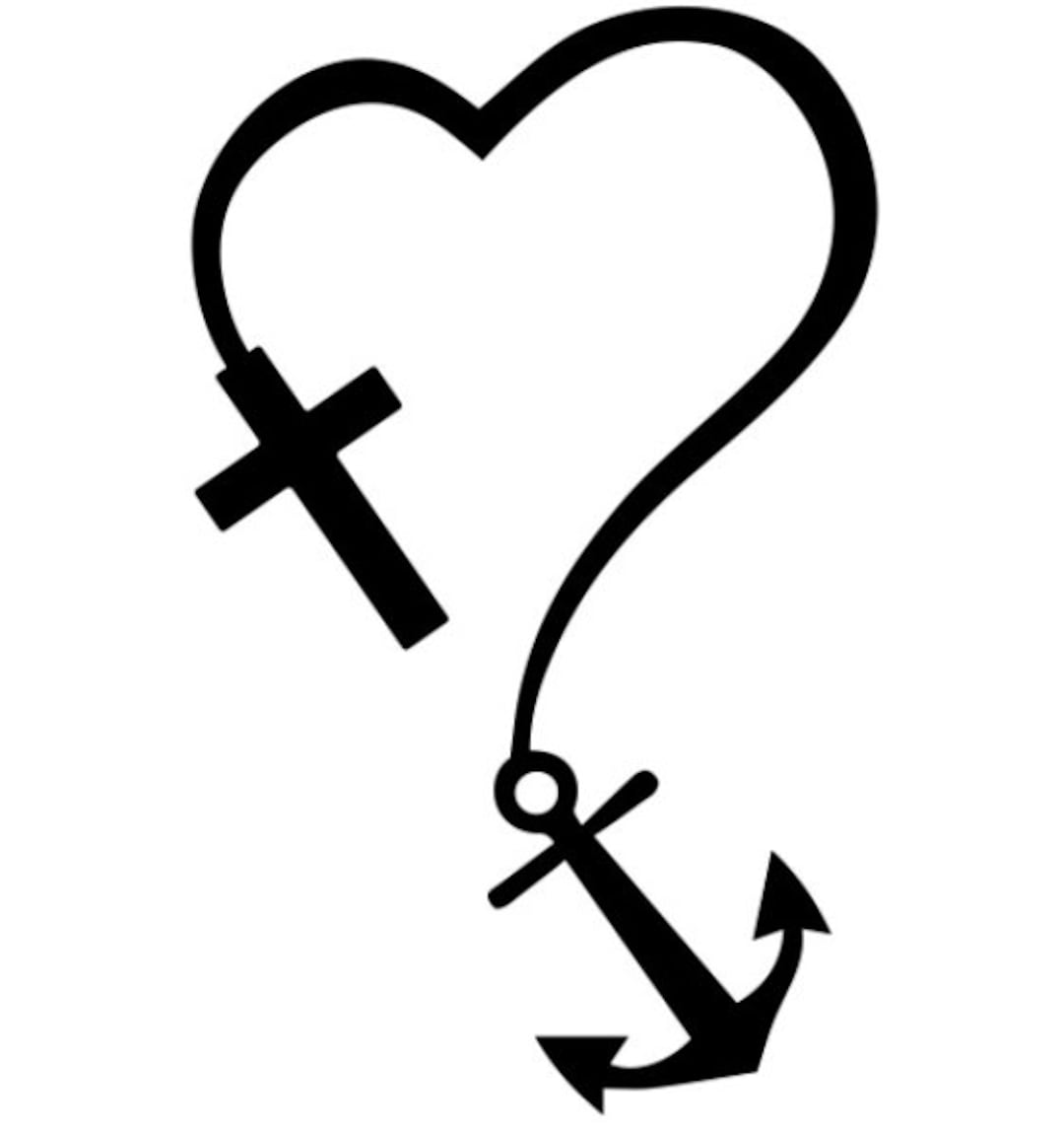 Anchor Cross Heart Svg Printable File Cricut Download Digital Product ...