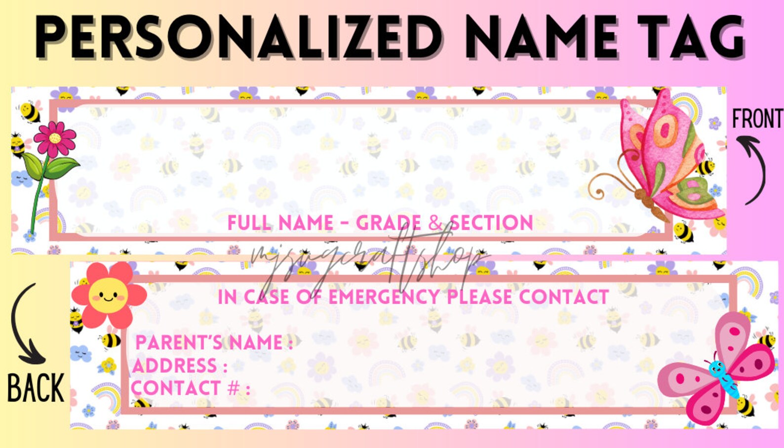 Personalized Name Tag, Name Labels, School Name , School Name Tags ...