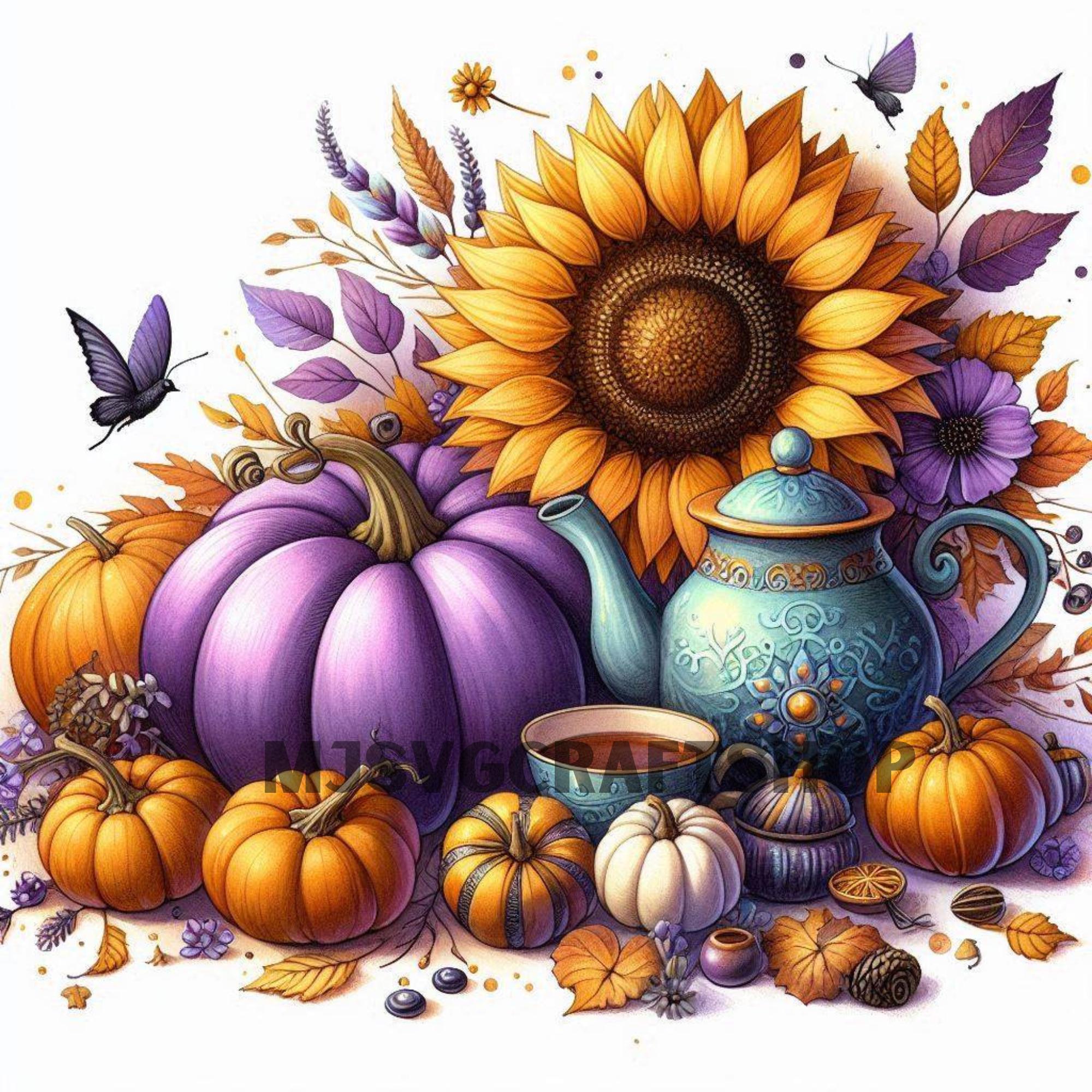 Fall Pumpkin Clipart PNG Bundle, - Etsy