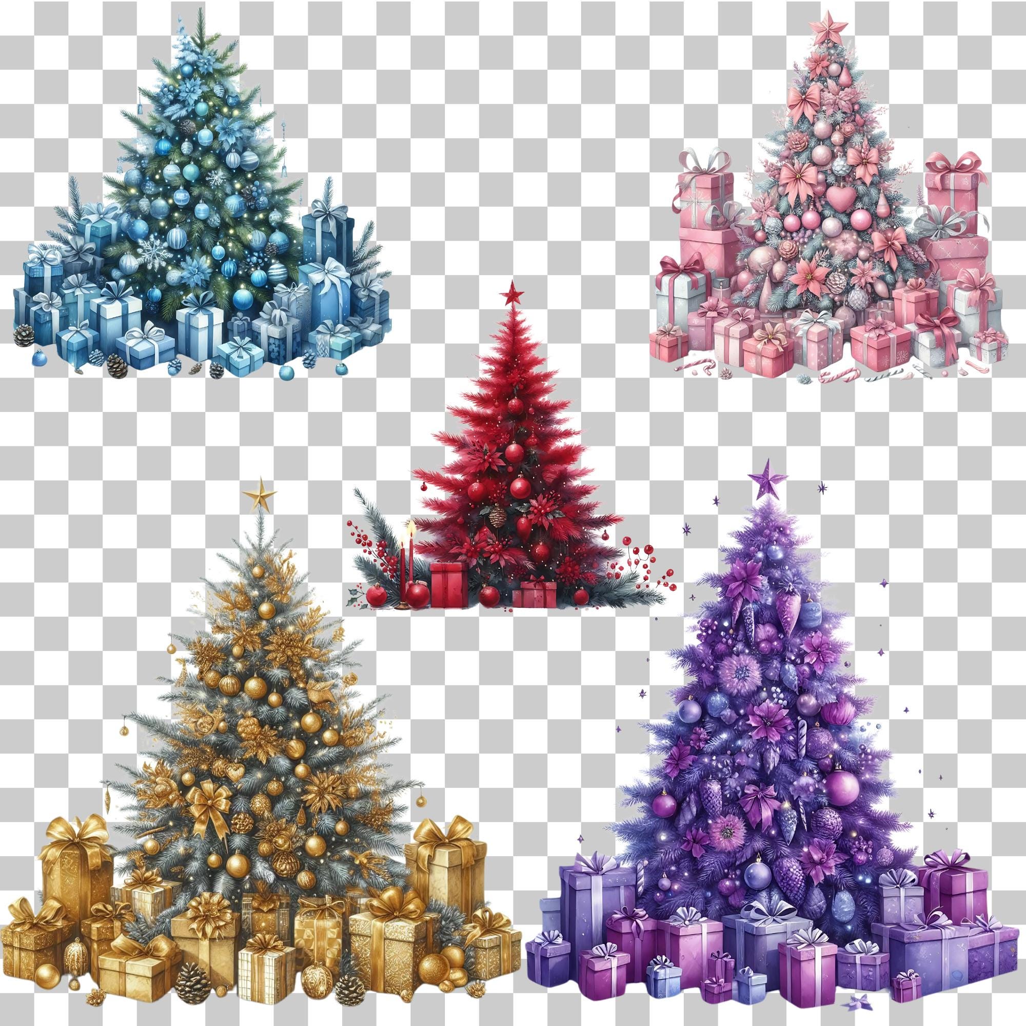 Christmas Tree PNG Bundle Clipart,sublimation Design,digital Download ...