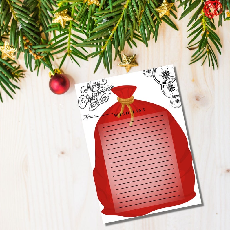 Letters to Santa, Christmas Wish List, Holiday Gift List Pdf. Formats ...