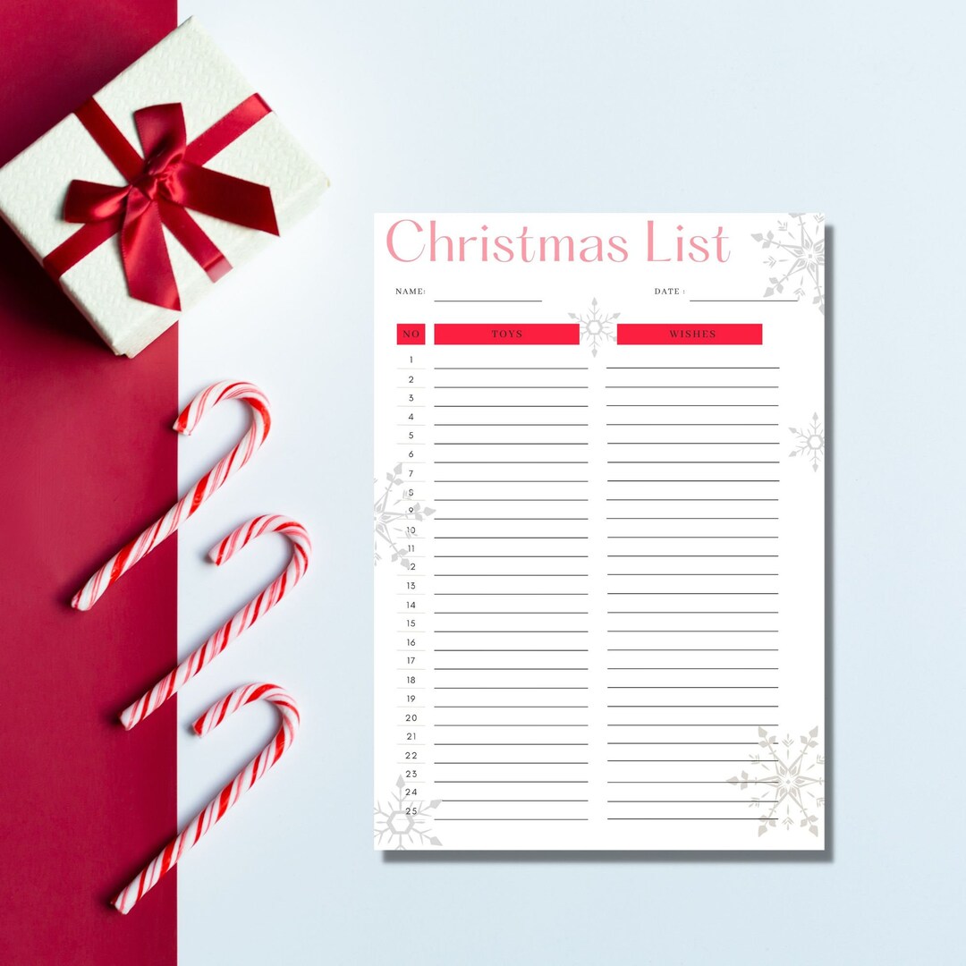 Letters to Santa, Christmas Wish List, Holiday Gift List Pdf. Formats ...